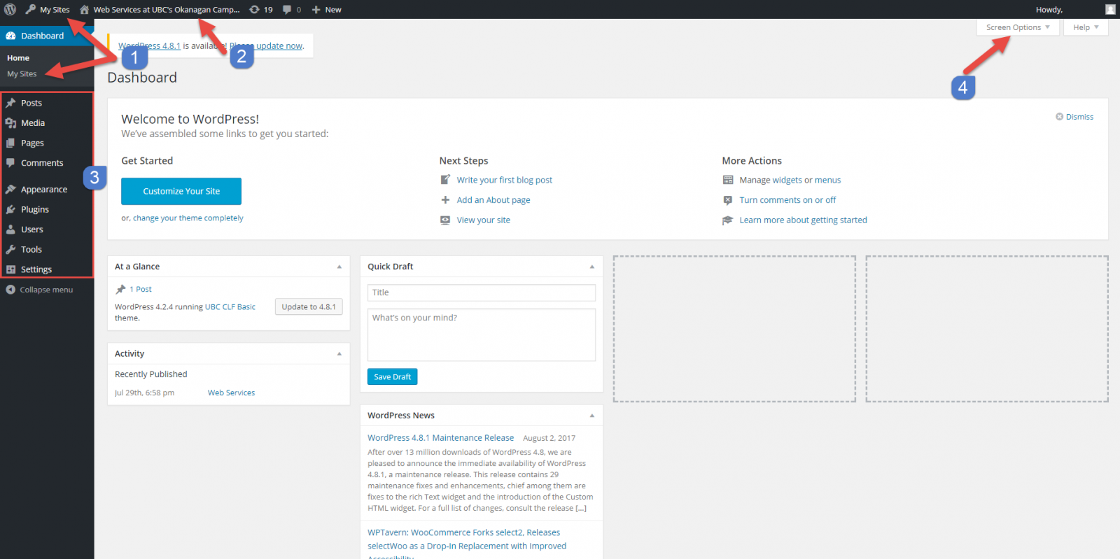 WordPress Dashboard